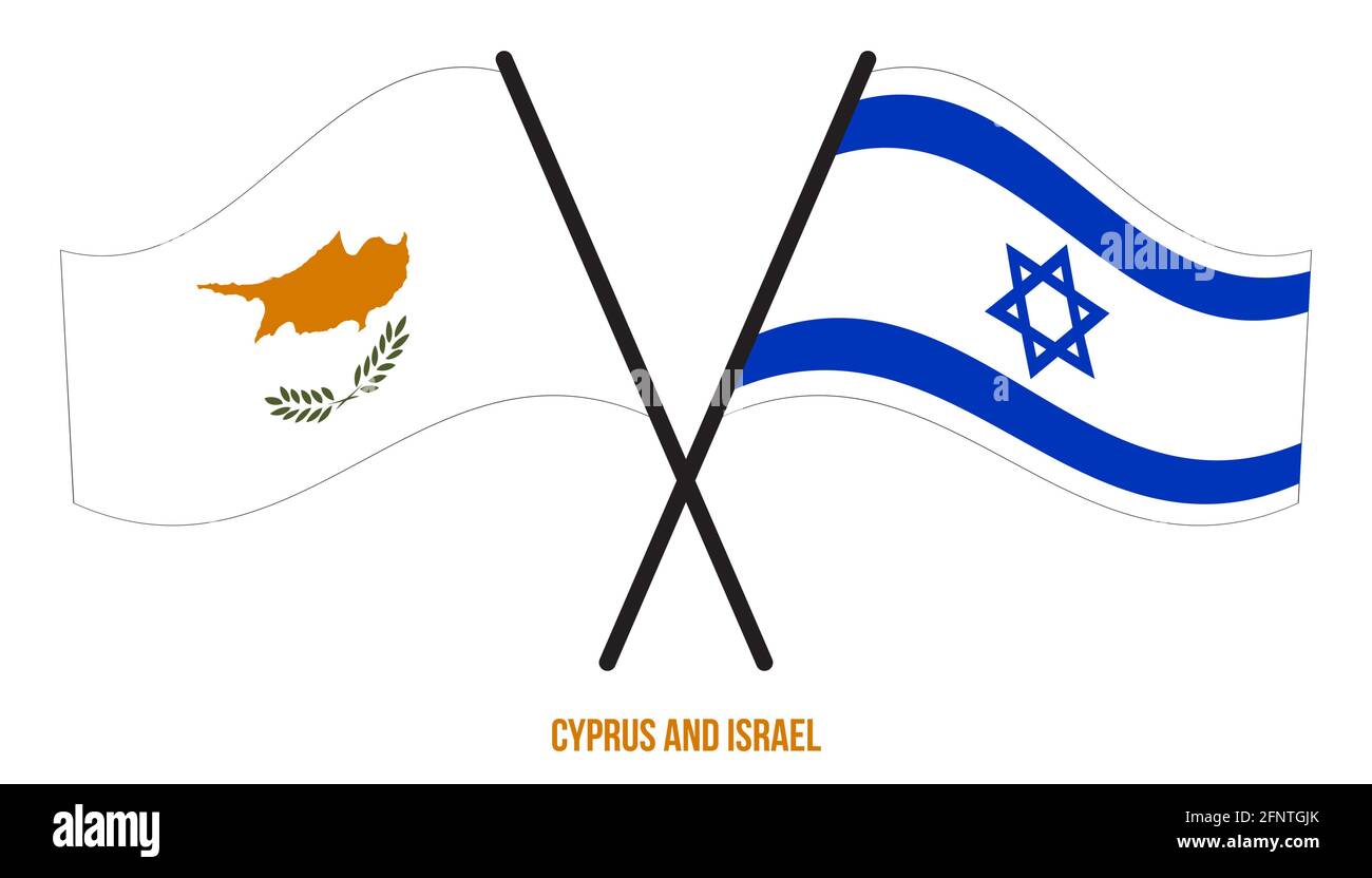 Cyprus and Israel Flags Crossed And Waving Flat Style. Official ...