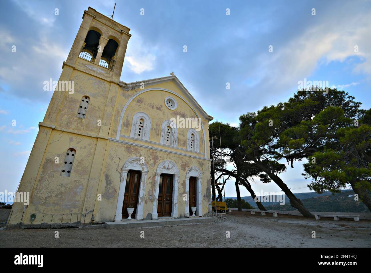 Landscape with scenic exterior view of Panaghia Despoina sto Vouno a ...
