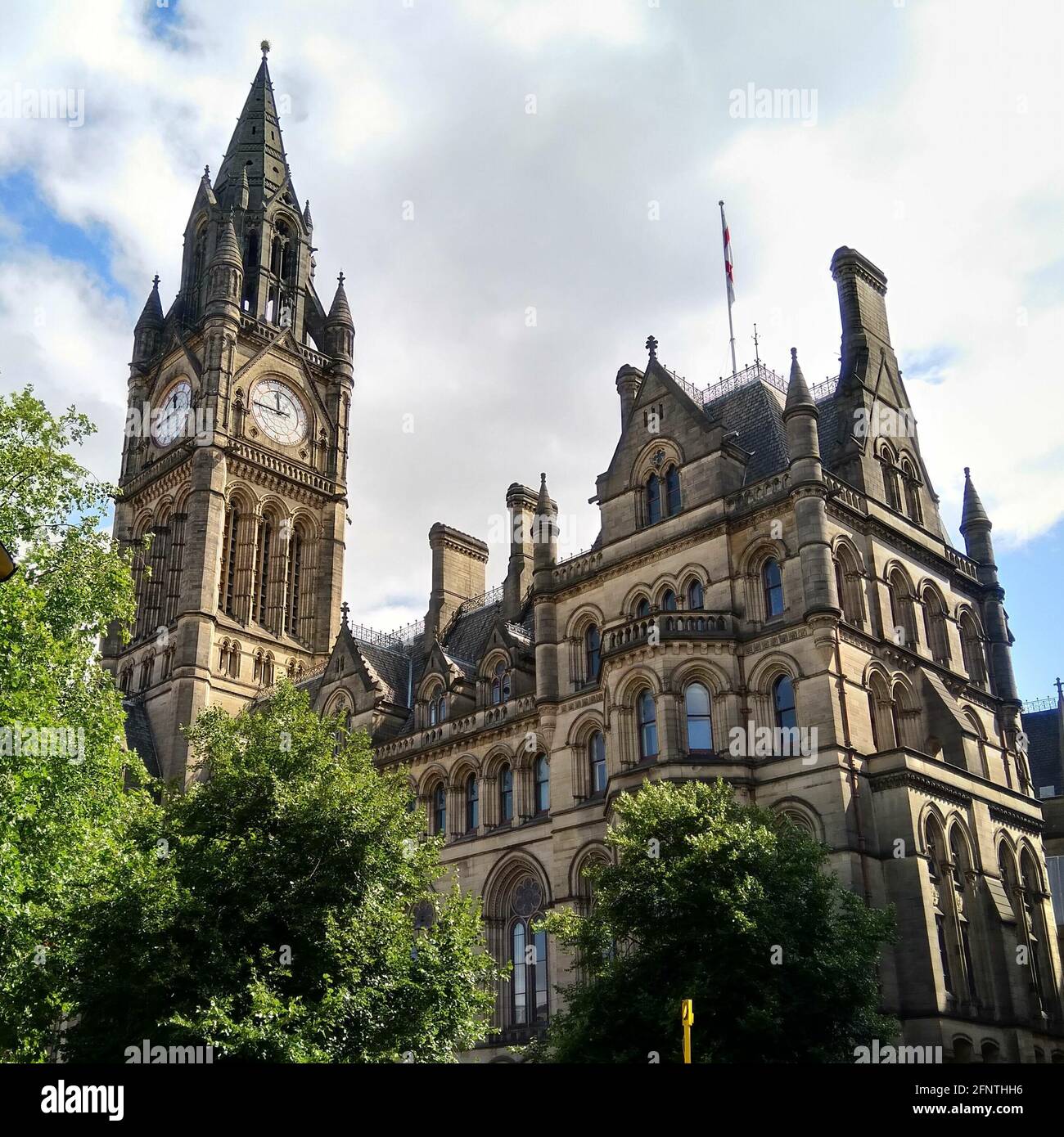 Scenic view of the famous Manchester Town Hall in the United Kingdom ...