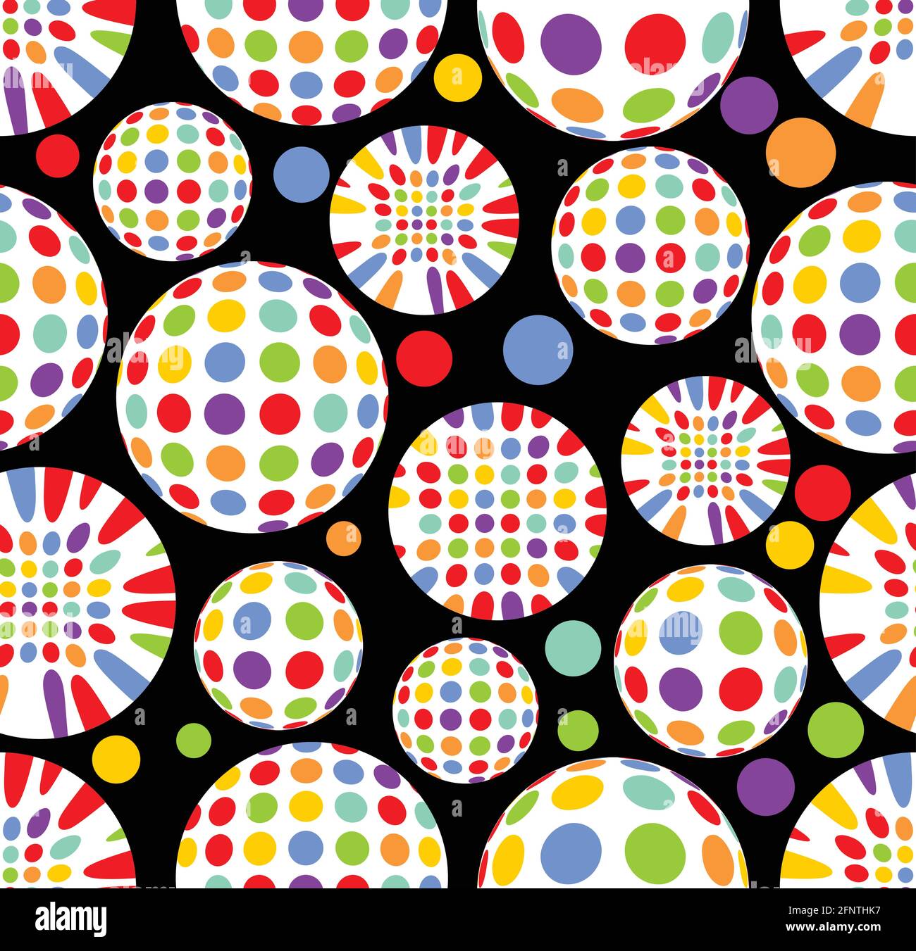 Spheres with colorful dots - seamless high contrasting vector ...