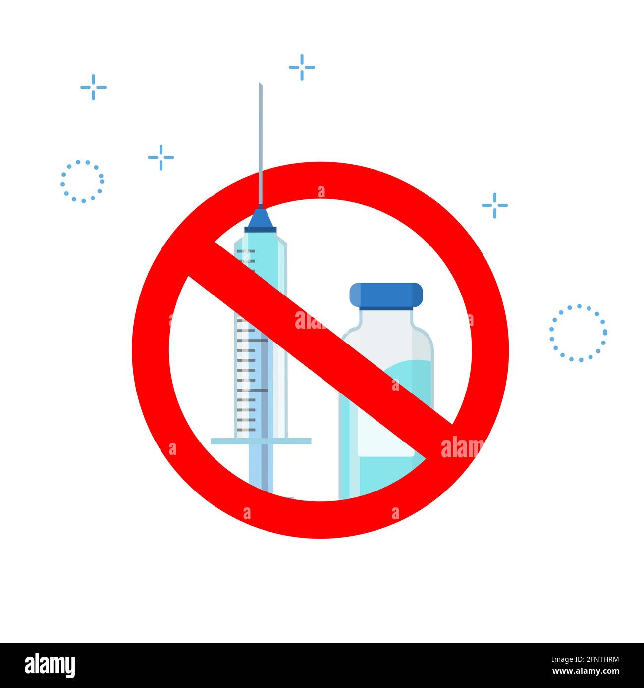 No Vaccination. Circle Sign danger. Red stop sign Isolated on white ...