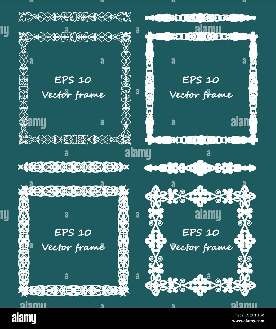 Set of vintage square lace frames and dividers in victorian style, eps ...
