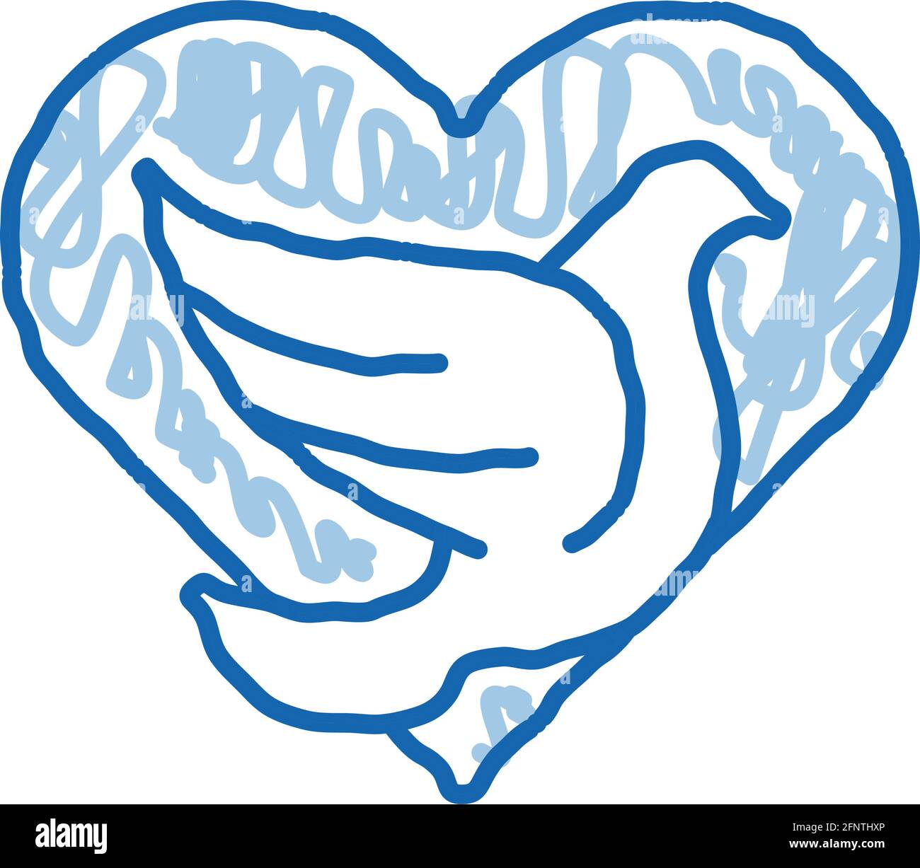 pigeon in center of heart doodle icon hand drawn illustration Stock ...