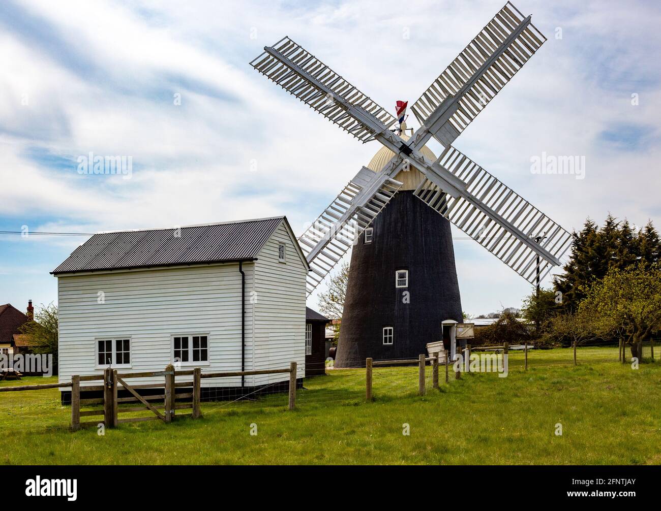 Historic tower windmill, Thelnetham, Suffolk, England, UK also known as ...