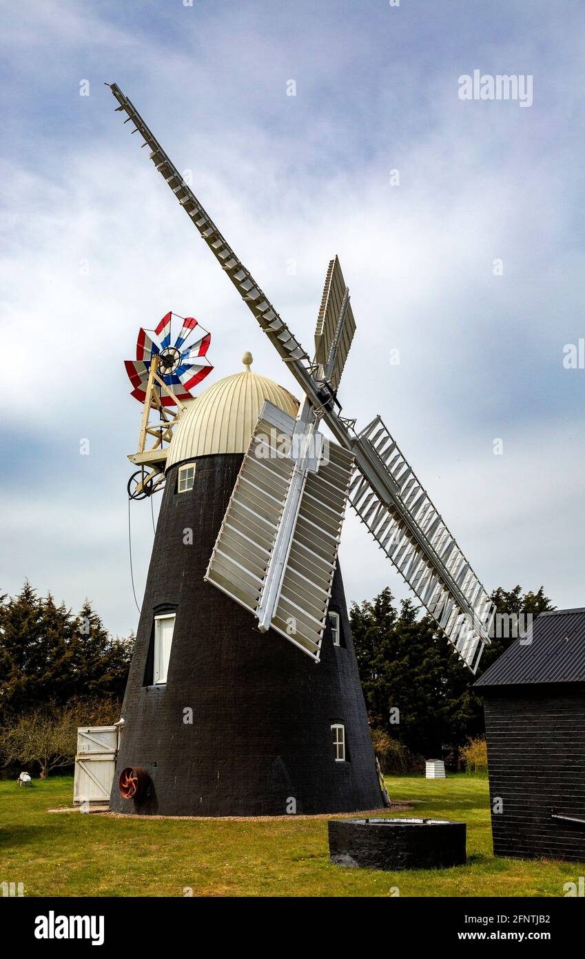 Historic tower windmill, Thelnetham, Suffolk, England, UK also known as ...