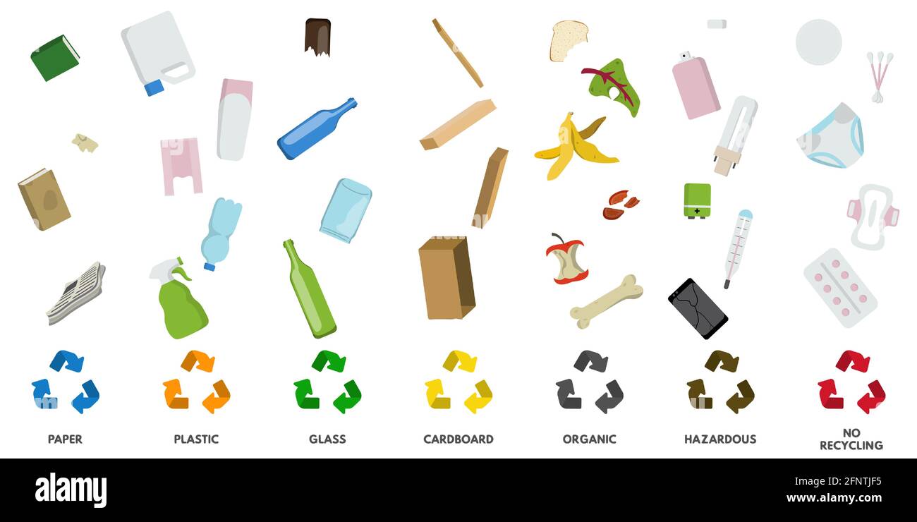 Waste sorting infographics collection vector illustration design Stock ...