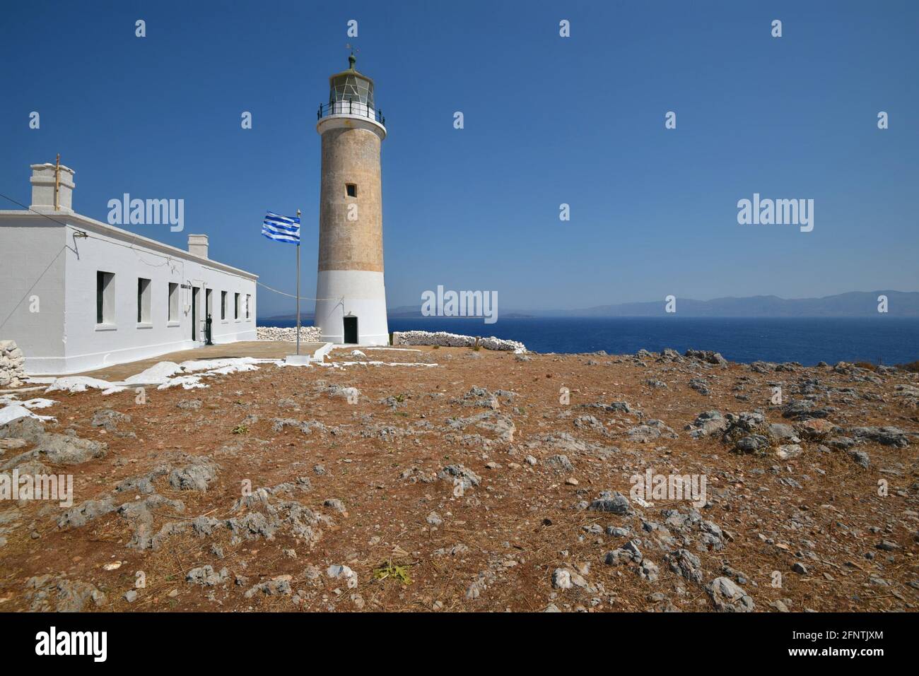 Landscape with panoramic view of the historic Moudari Lighthouse with ...