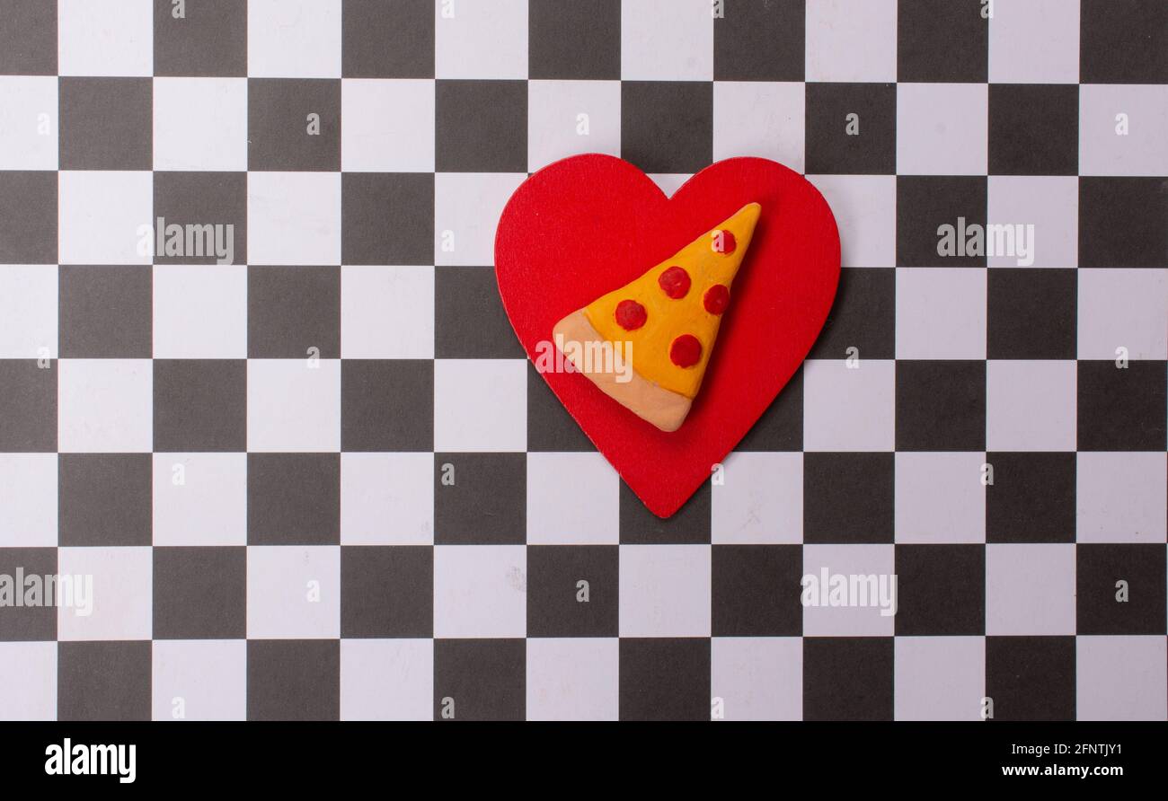 Piece of pizza Icon and heart icon. Love of Cooking food concept Stock ...