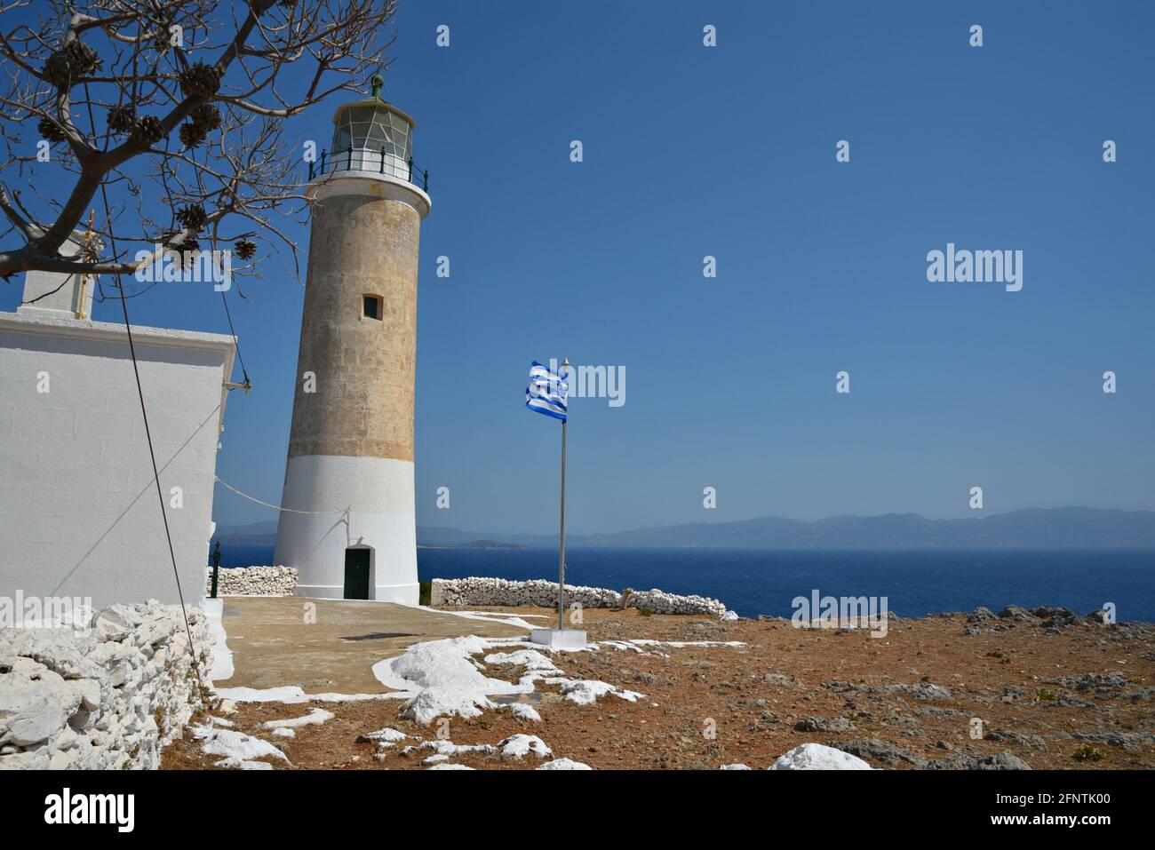 Landscape with panoramic view of the historic Moudari Lighthouse and ...