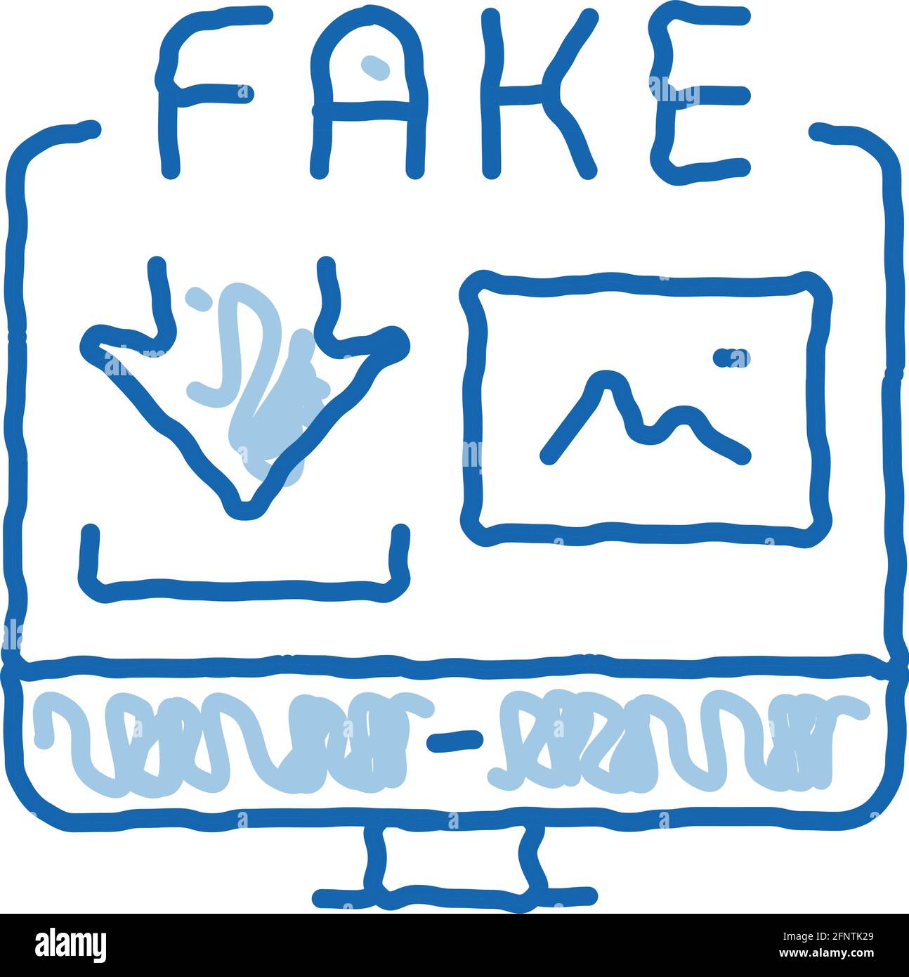 downloading fake image doodle icon hand drawn illustration Stock Vector ...