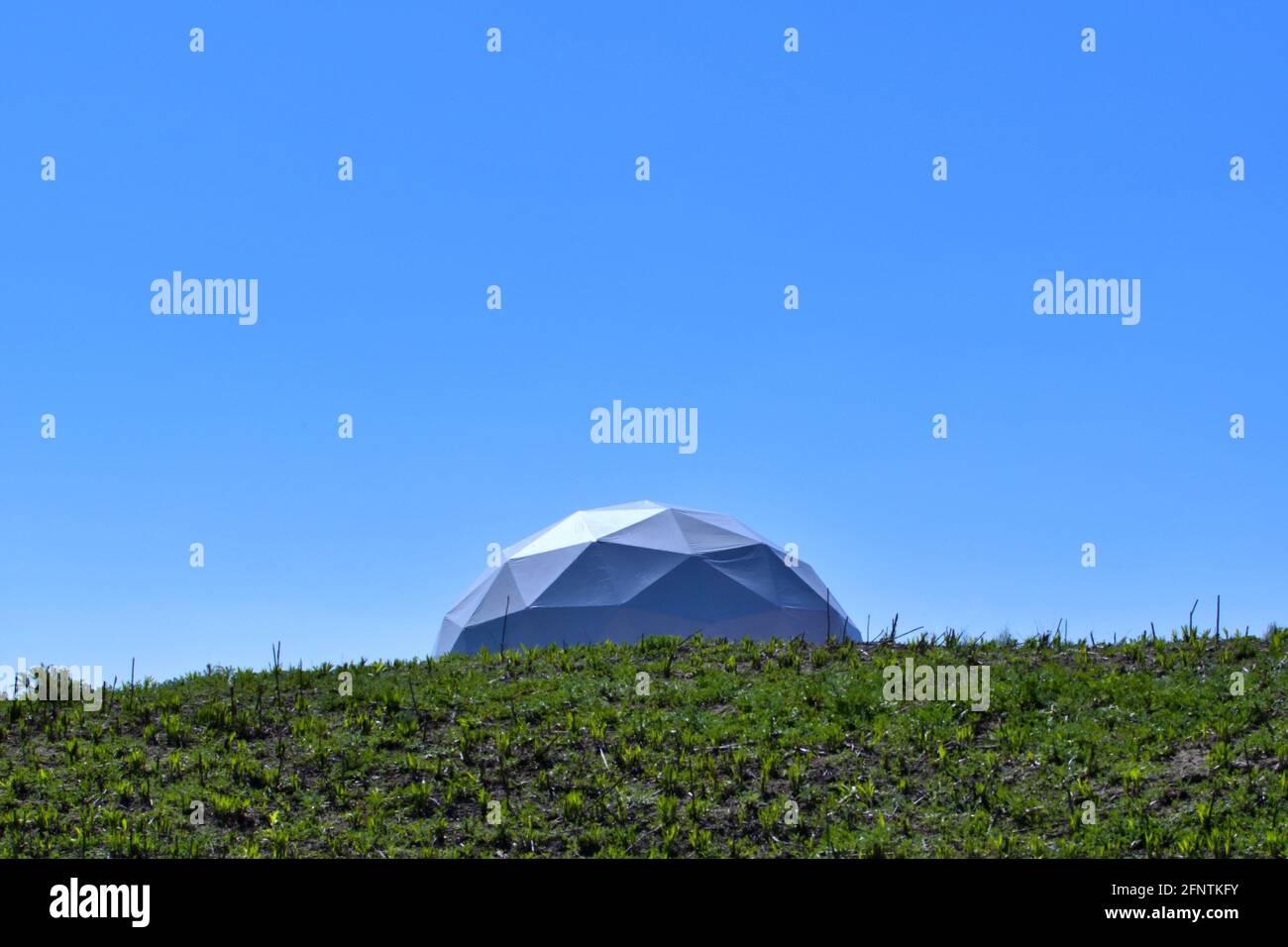 nature landscapes of green meadow with strange objects Stock Photo - Alamy