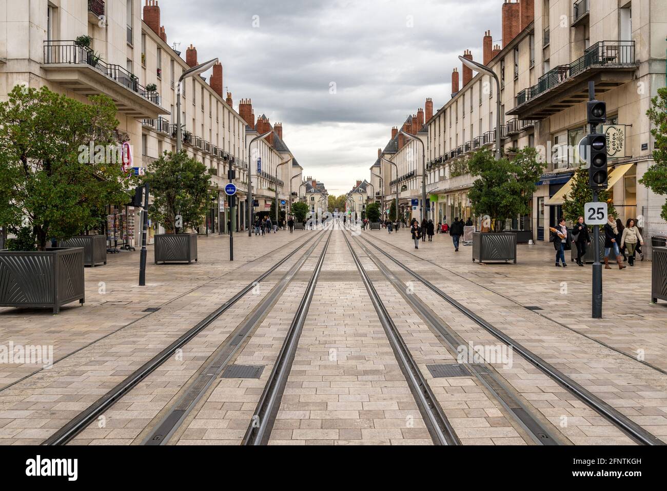 Beautiful street of Tours with tram tracks, France Stock Photo - Alamy
