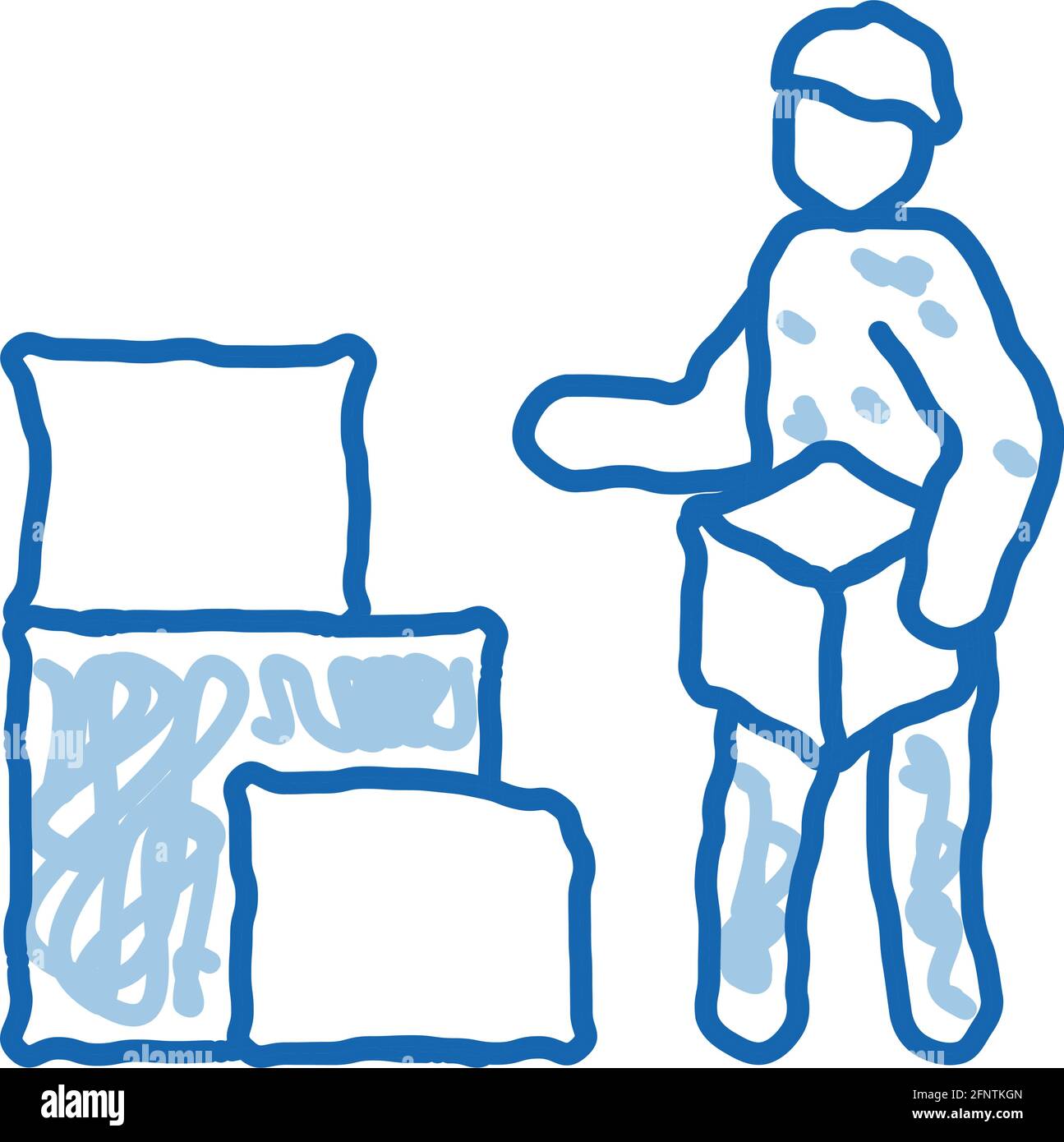 homeless with cardboard boxes doodle icon hand drawn illustration Stock ...