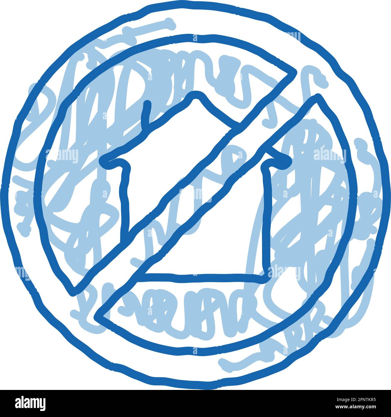 House Crossed Out Sign Doodle Icon Hand Drawn Illustration Stock Vector