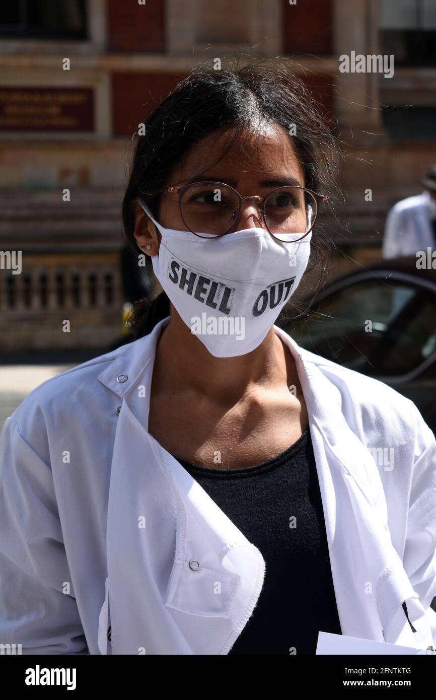 London, UK. 19th May, 2021. Scientists disrupt opening day of Shell ...
