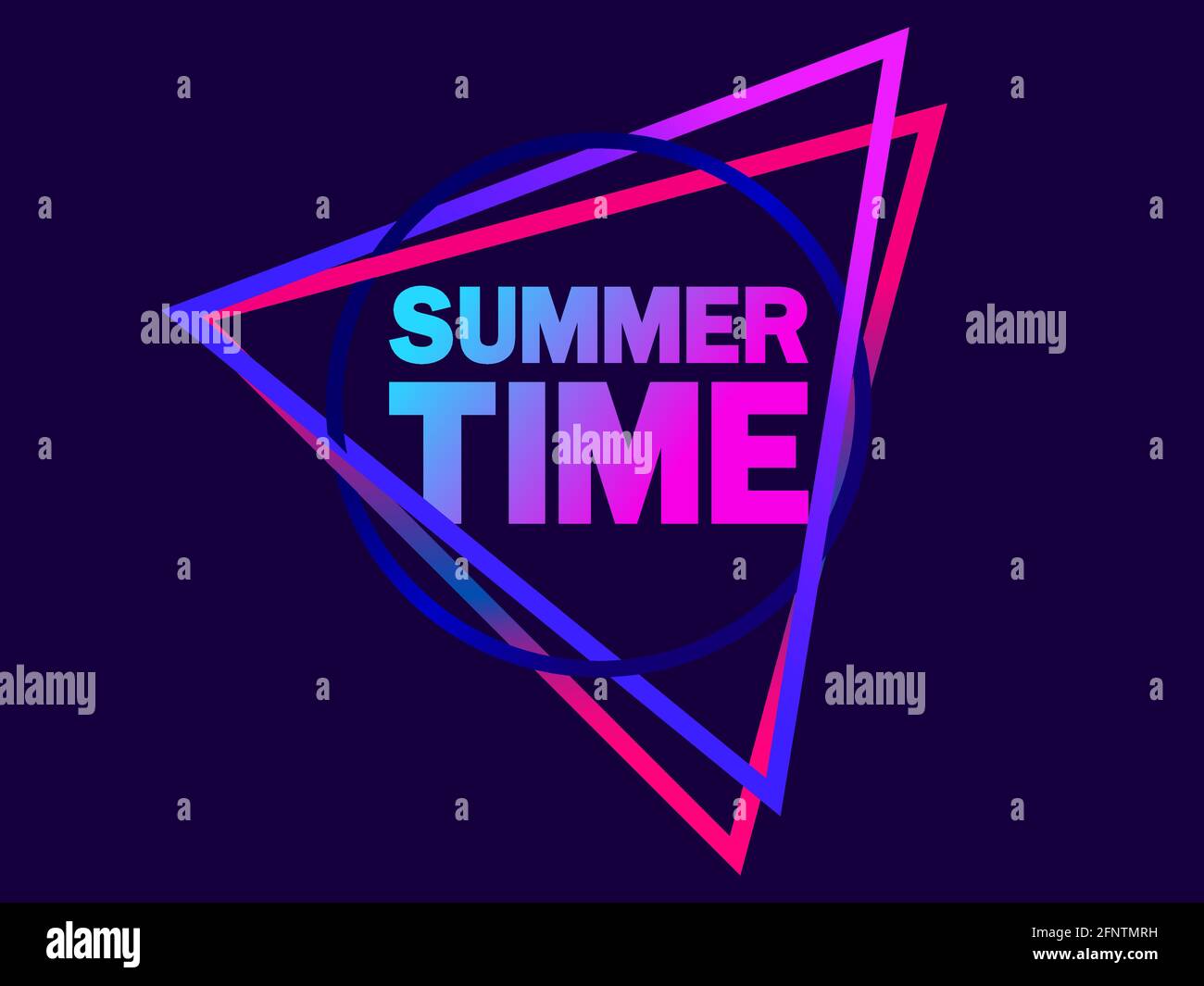 Summer time, 80s style banner with geometric shapes. Circle in ...