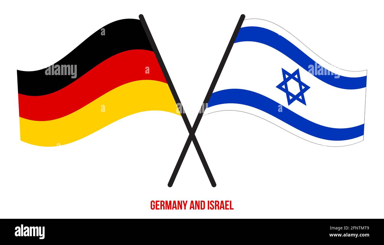 Germany and Israel Flags Crossed And Waving Flat Style. Official ...