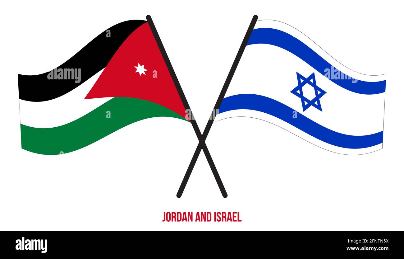 Jordan and Israel Flags Crossed And Waving Flat Style. Official ...