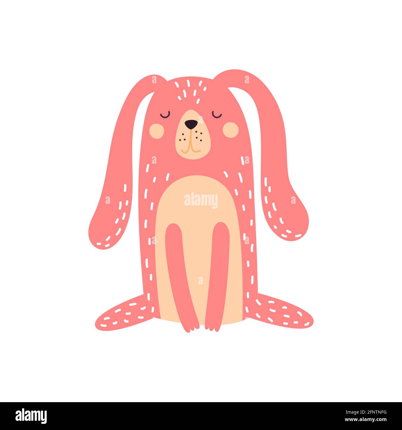 Happy Easter Bunny illustration. Cute Rabbit cartoon character Stock ...