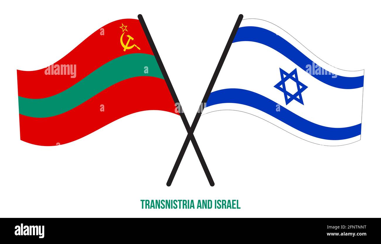 Transnistria and Israel Flags Crossed And Waving Flat Style. Official ...