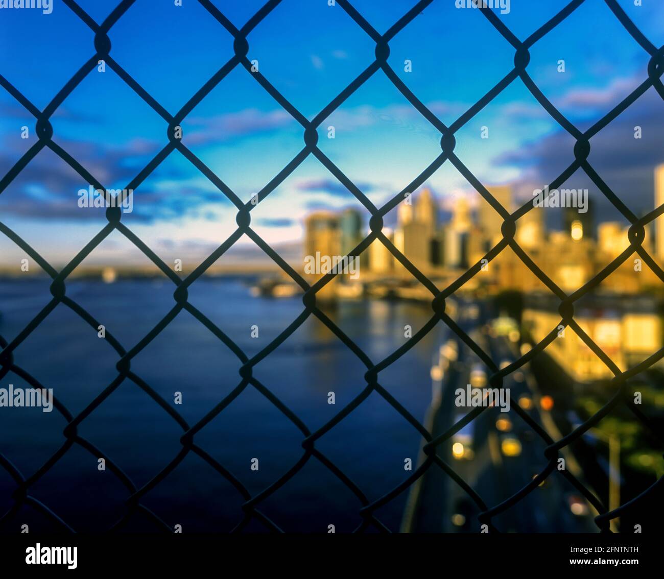 2005 HISTORICAL CHAIN LINK SECURITY FENCE DOWNTOWN SKYLINE MANHATTAN ...