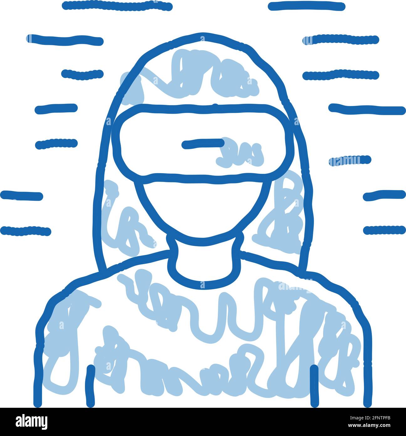 woman wearing virtual reality glasses doodle icon hand drawn ...