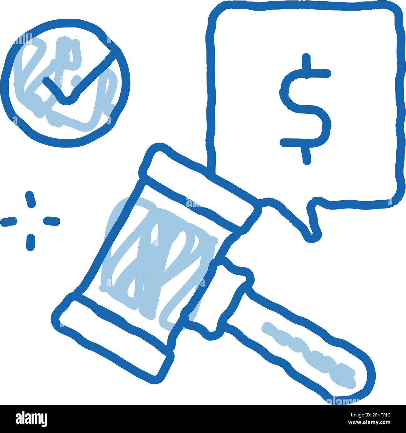 auction hammer hit for sale approval doodle icon hand drawn ...
