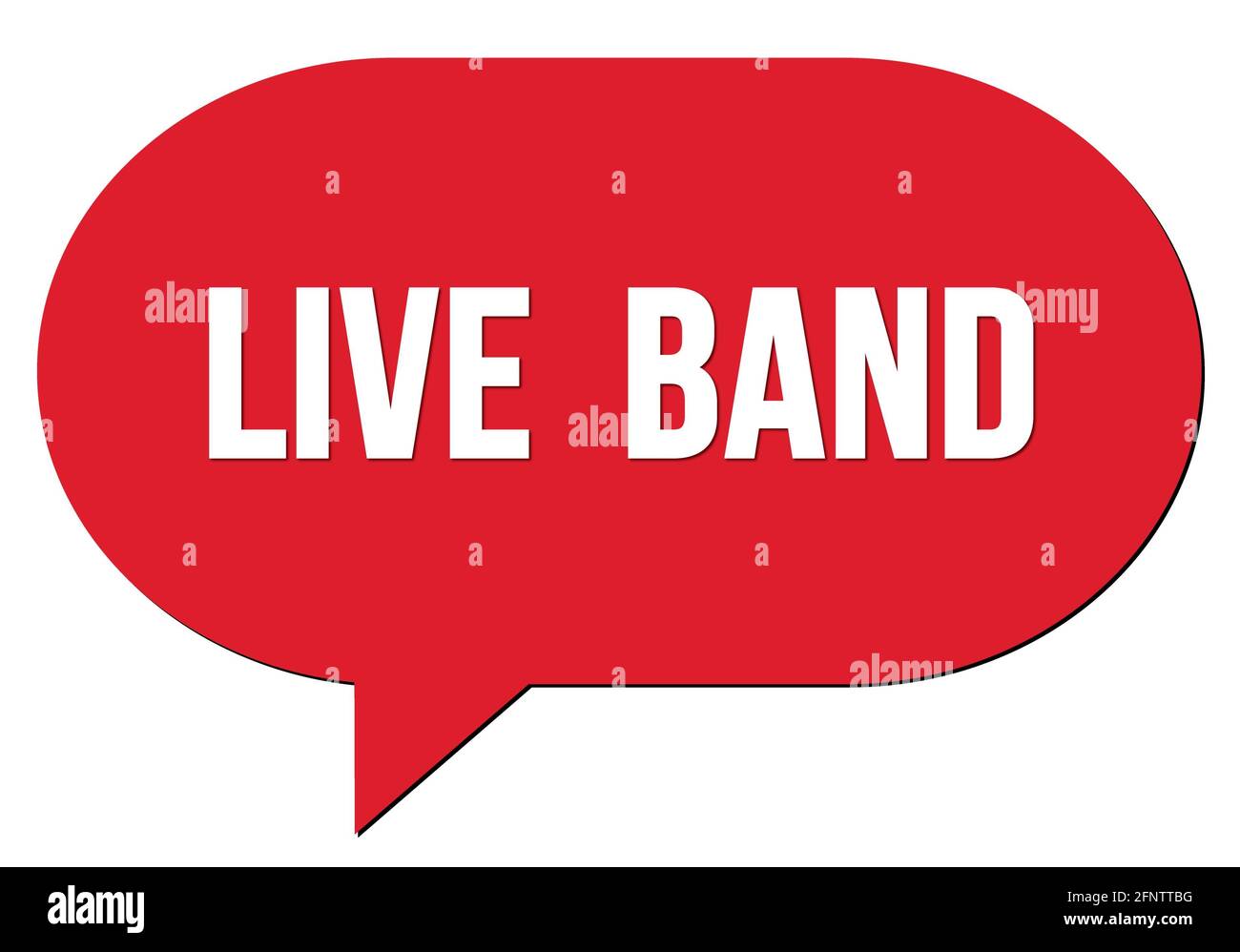 LIVE BAND text written in a red speech bubble stamp Stock Photo - Alamy