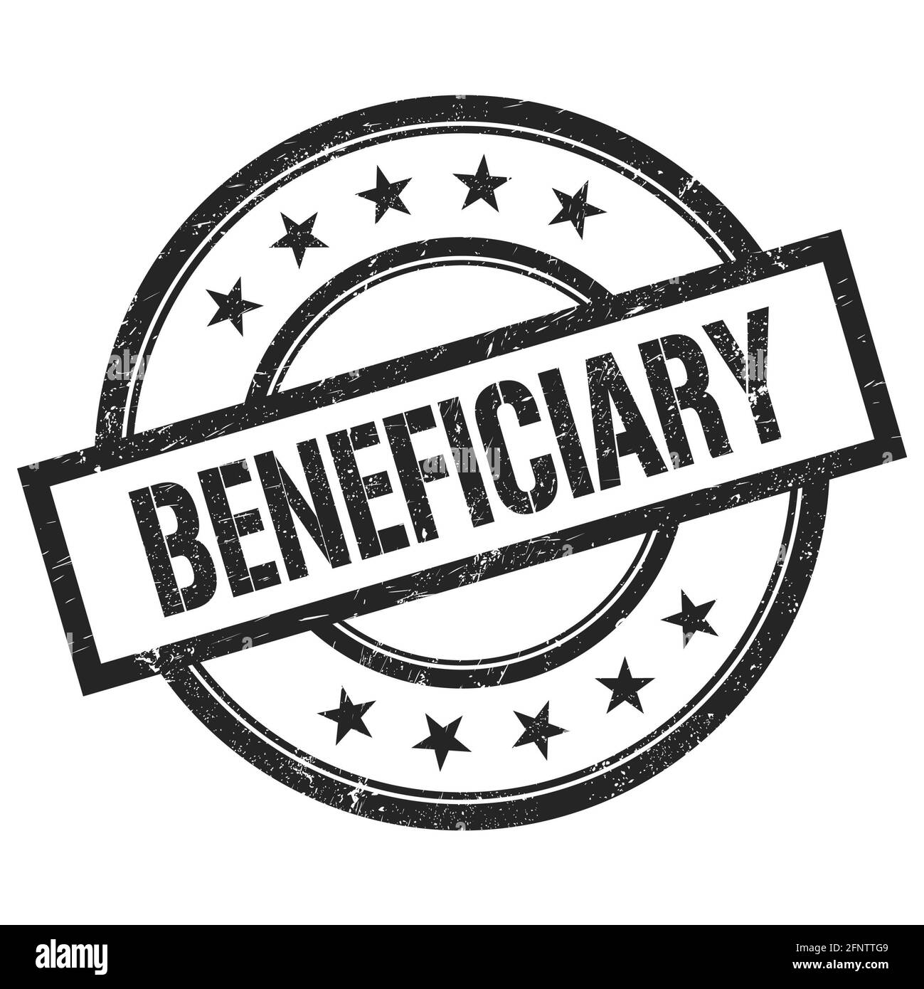 BENEFICIARY text written on black round vintage rubber stamp Stock ...