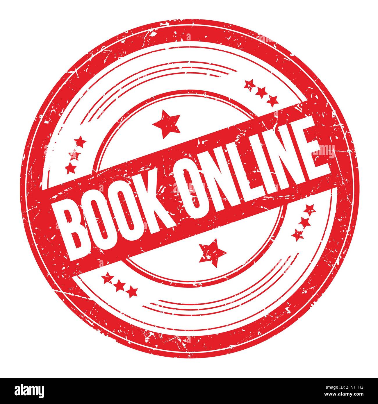BOOK ONLINE text on red round grungy texture stamp Stock Photo - Alamy