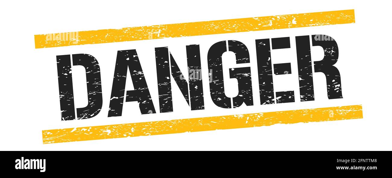 DANGER text on black yellow grungy lines stamp sign Stock Photo - Alamy