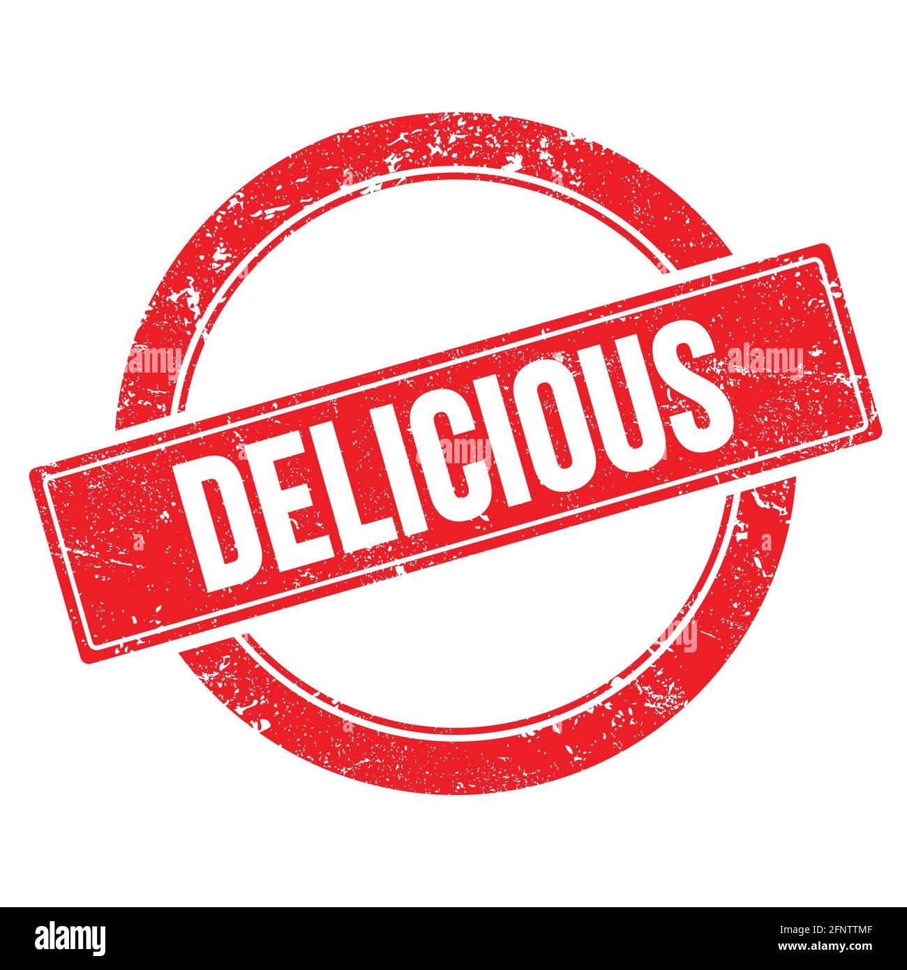 DELICIOUS text on red grungy round vintage stamp Stock Photo - Alamy