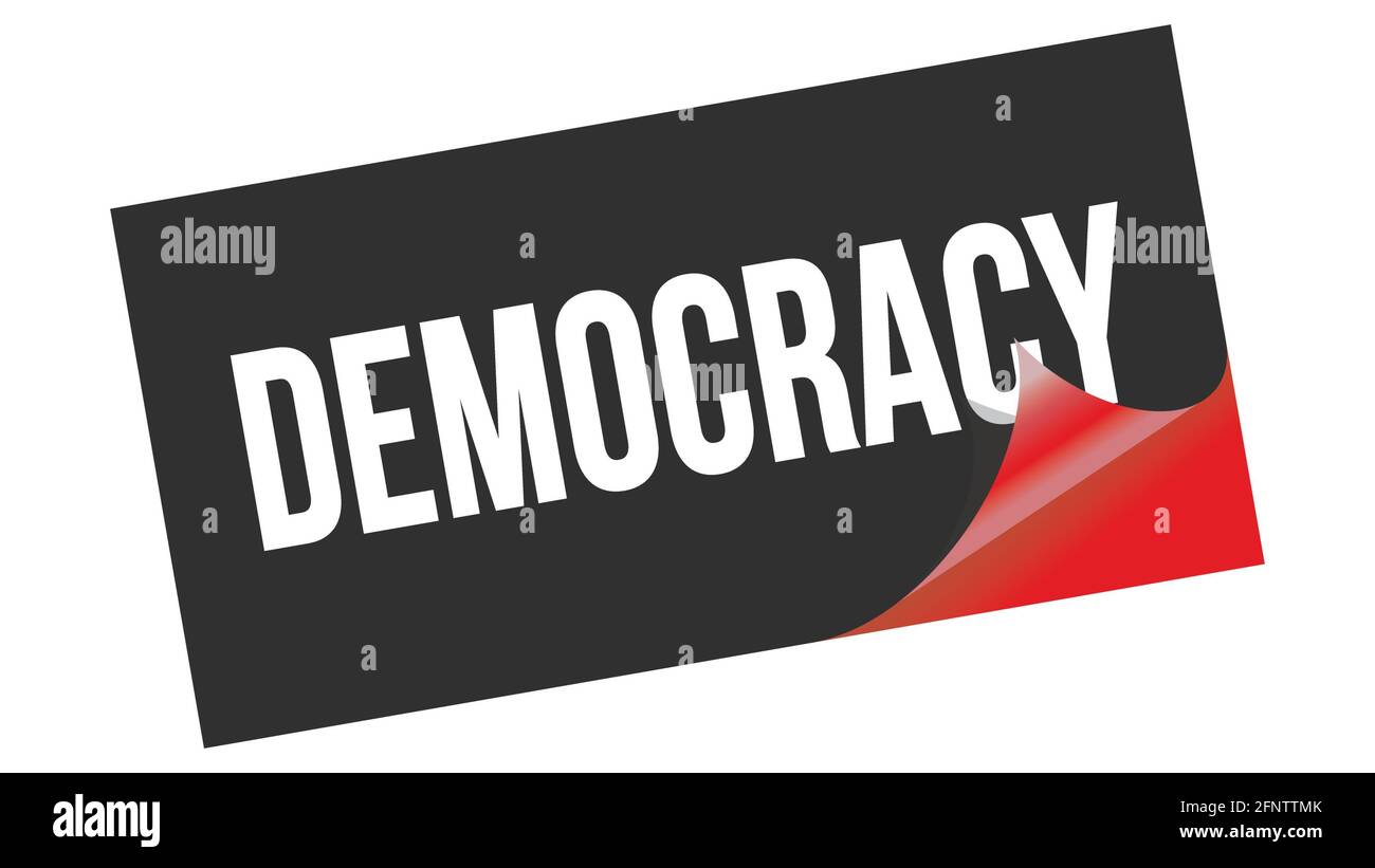 DEMOCRACY text written on black red sticker stamp Stock Photo - Alamy