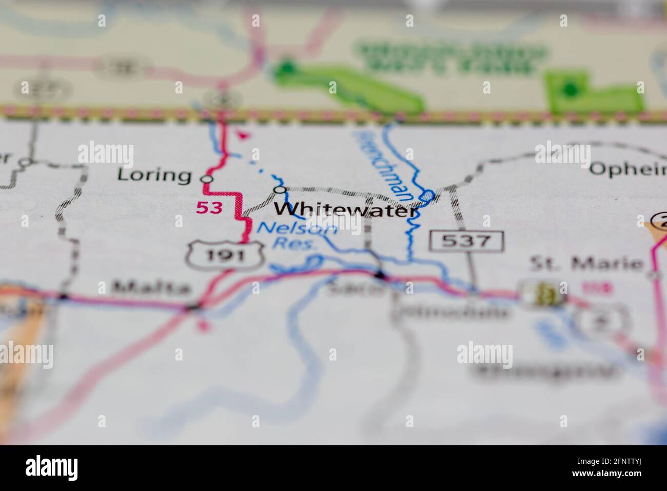 Whitewater Montana USA shown on a Geography map or road map Stock Photo ...