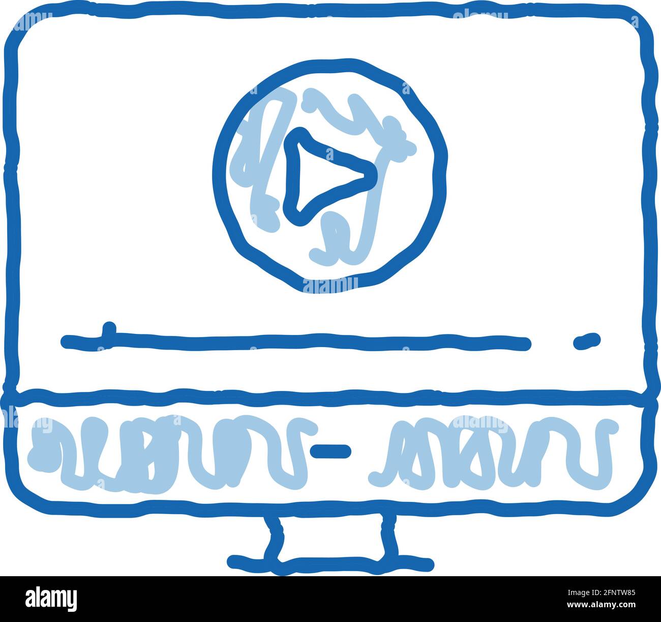 watch movie on computer doodle icon hand drawn illustration Stock ...