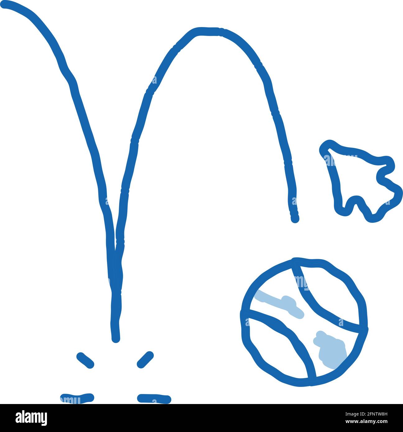 projection of motion falling ball doodle icon hand drawn illustration ...