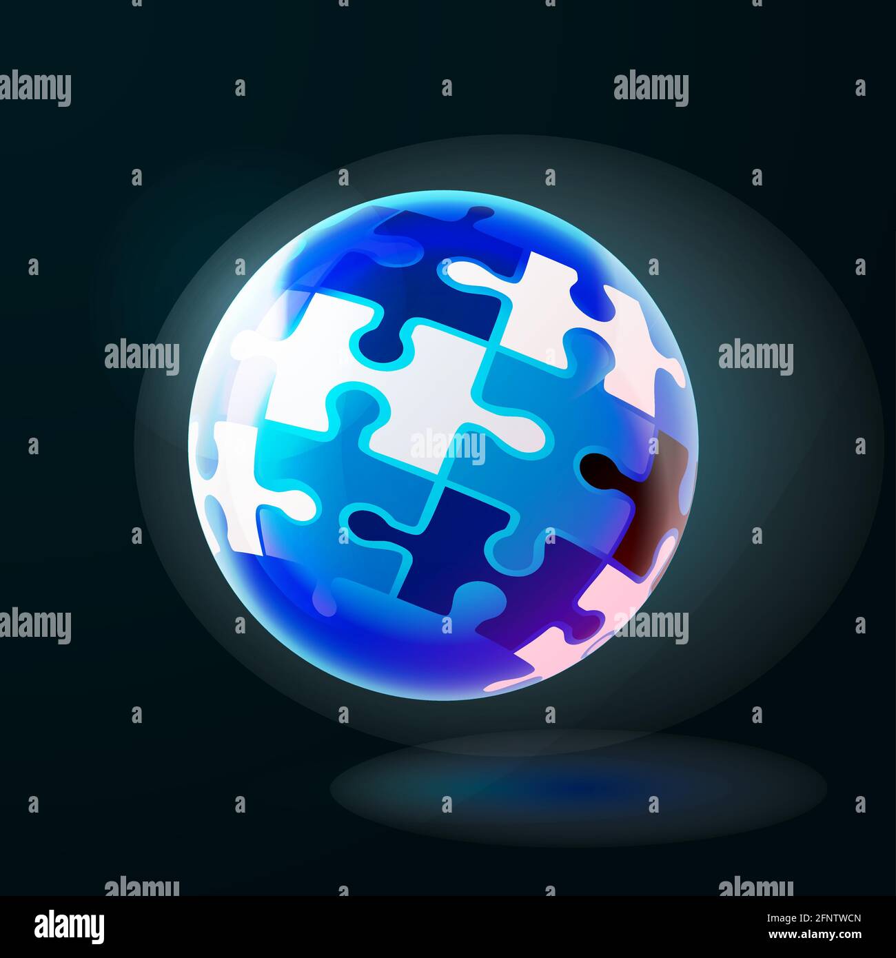 Colorful ball sphere with 3D puzzle concept . Dark background. Vector ...