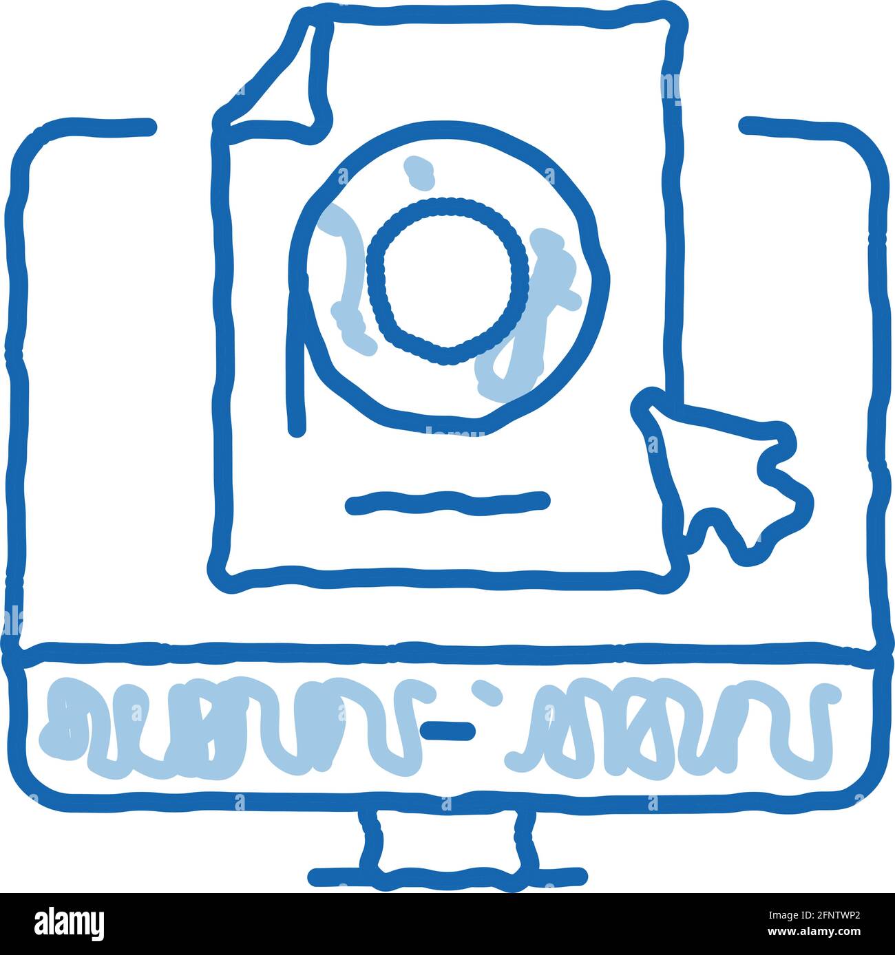 selection of video document on computer doodle icon hand drawn ...