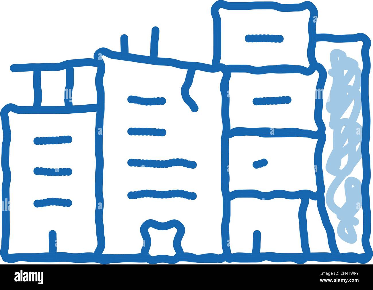 destroyed high-rise buildings doodle icon hand drawn illustration Stock ...