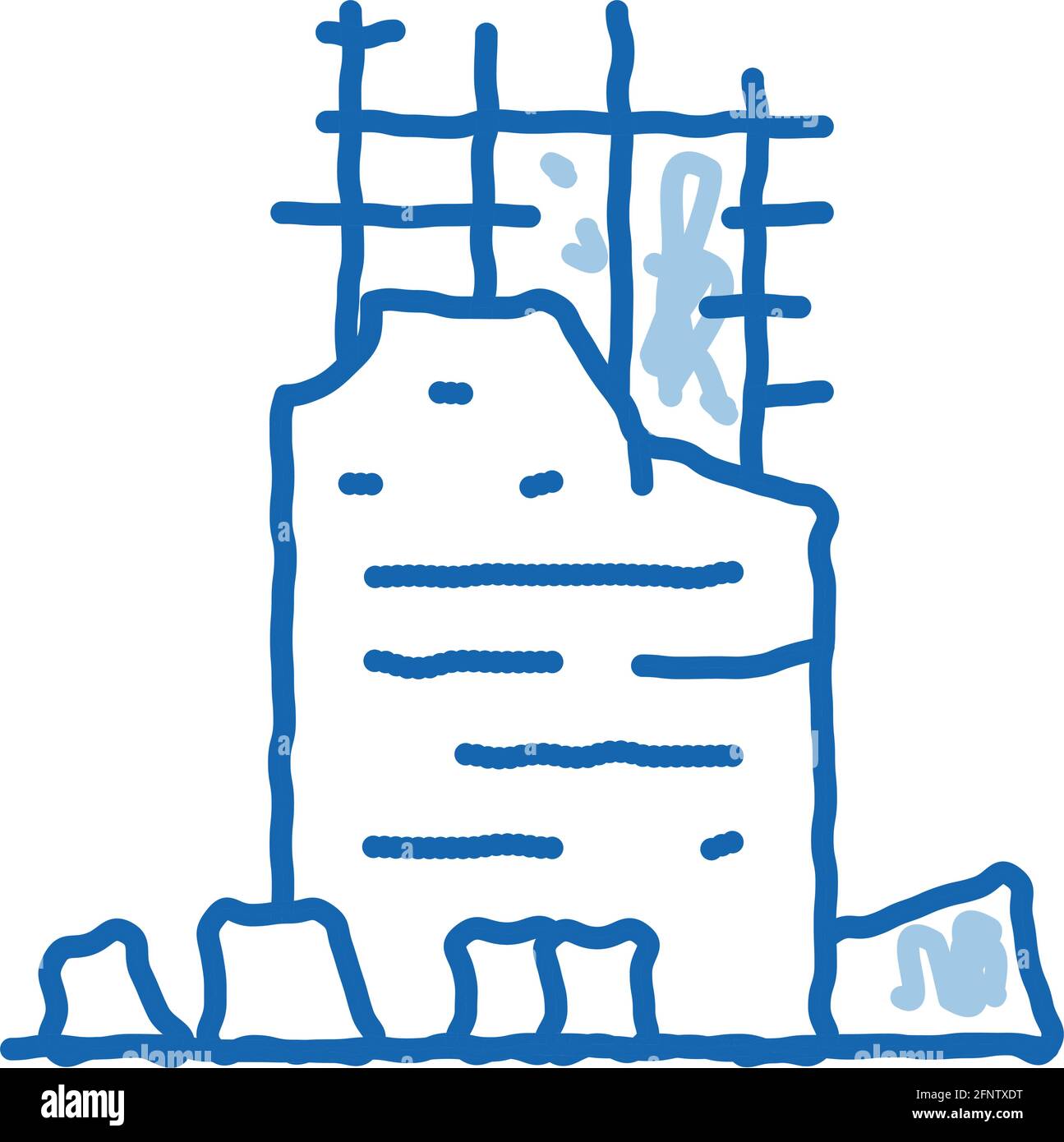 collapse of house to initial foundation doodle icon hand drawn ...