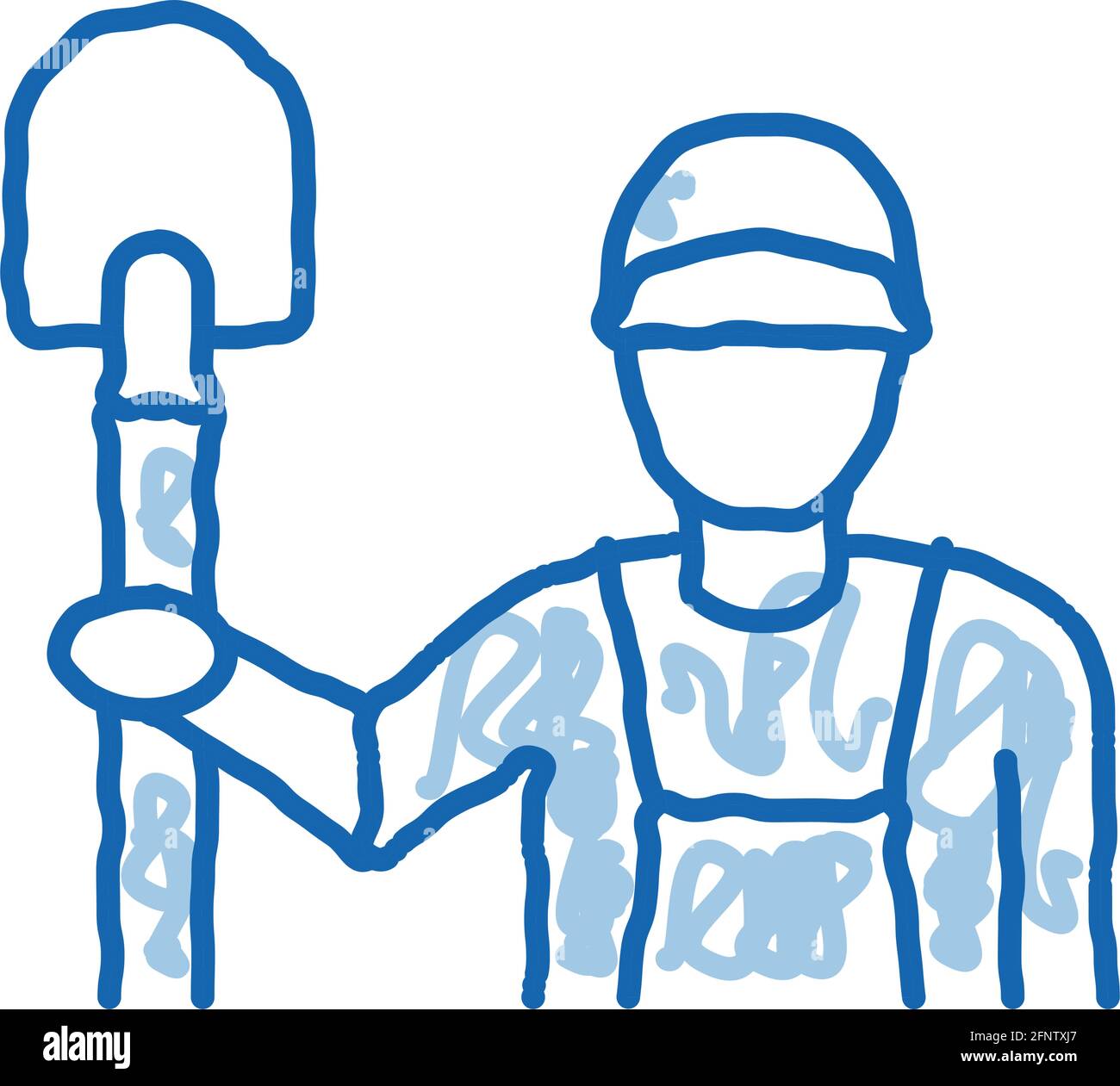 shovel worker doodle icon hand drawn illustration Stock Vector Image ...
