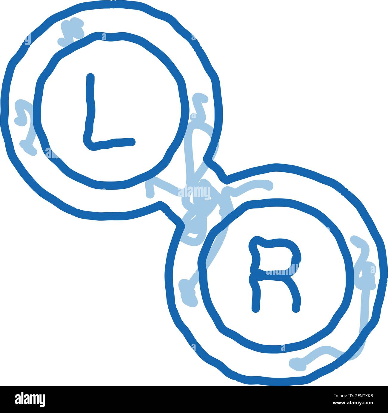 distinctive form left and right lens doodle icon hand drawn ...