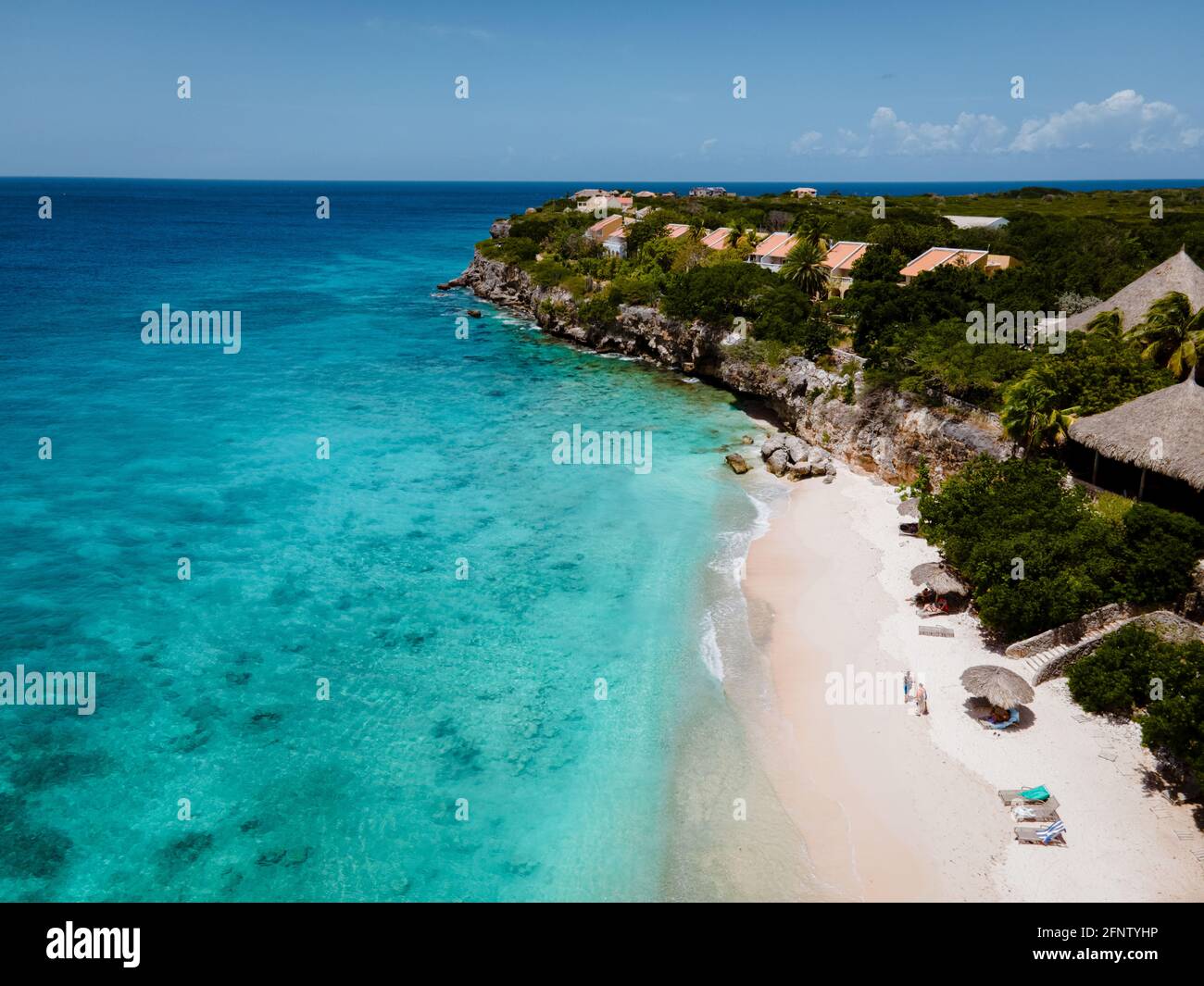 Playa Lagun Beach Cliff Curacao, beautiful tropical bay with white sand ...