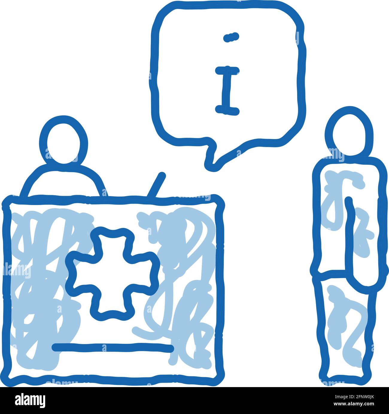 person near check-in point doodle icon hand drawn illustration Stock ...