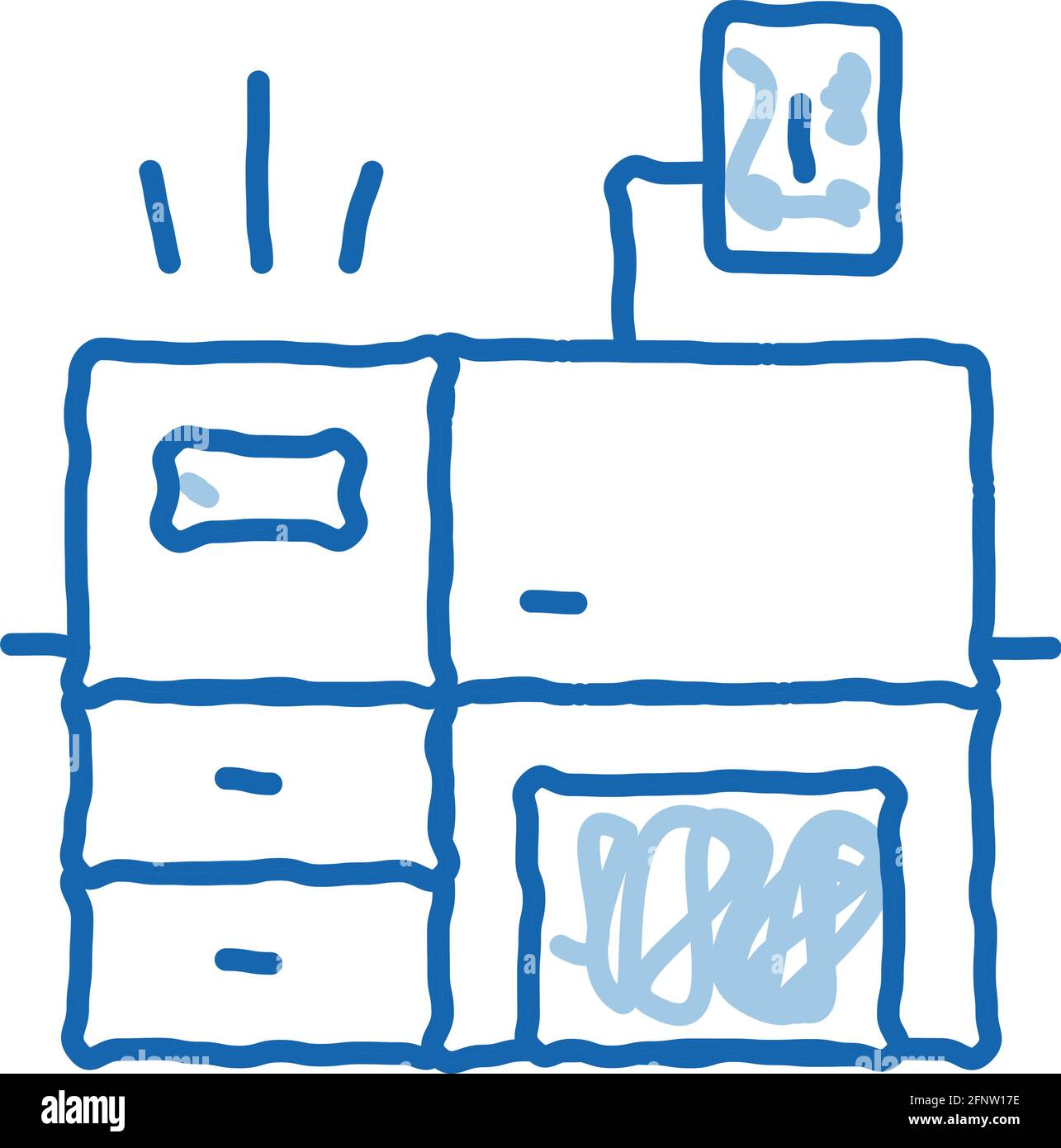 workplace desk doodle icon hand drawn illustration Stock Vector Image ...