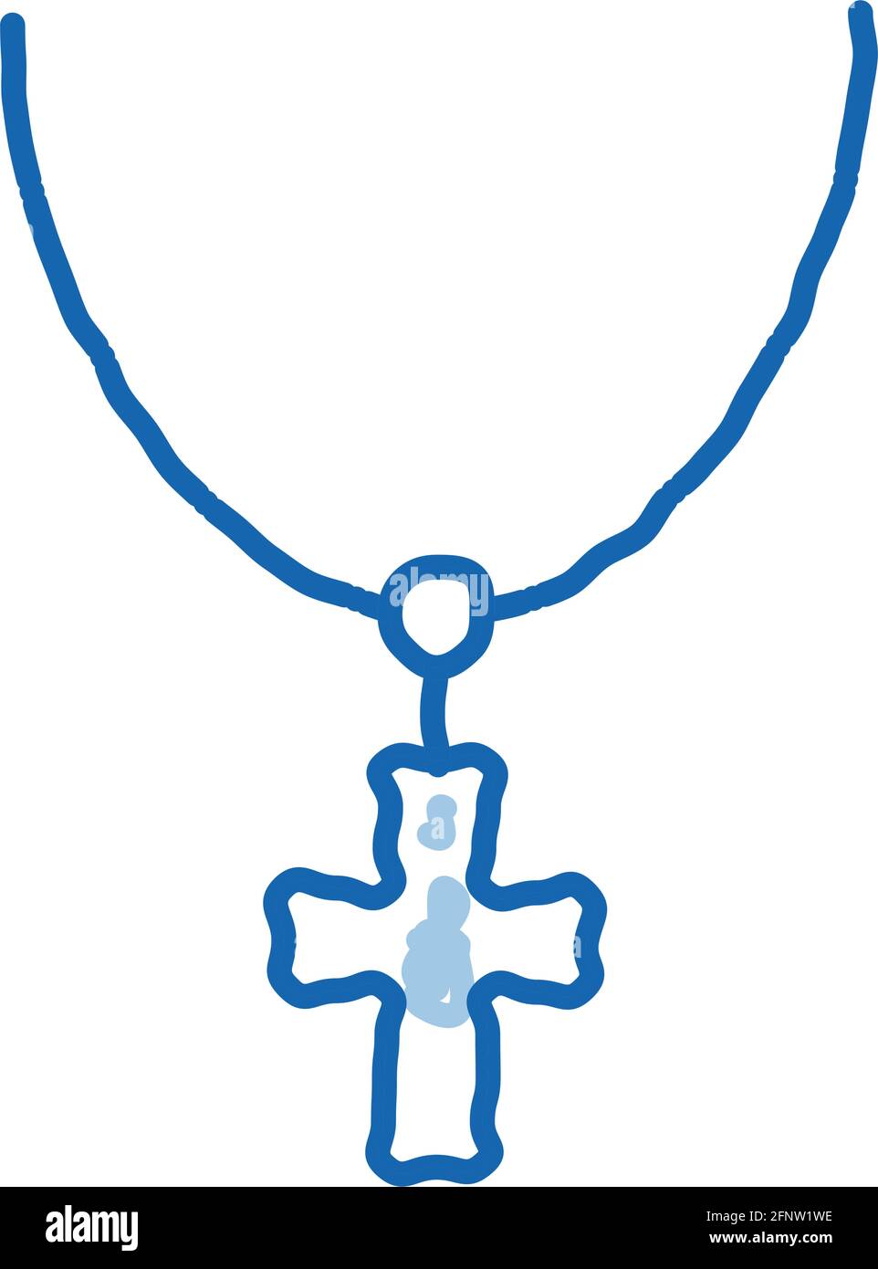 christian cross on neck doodle icon hand drawn illustration Stock ...