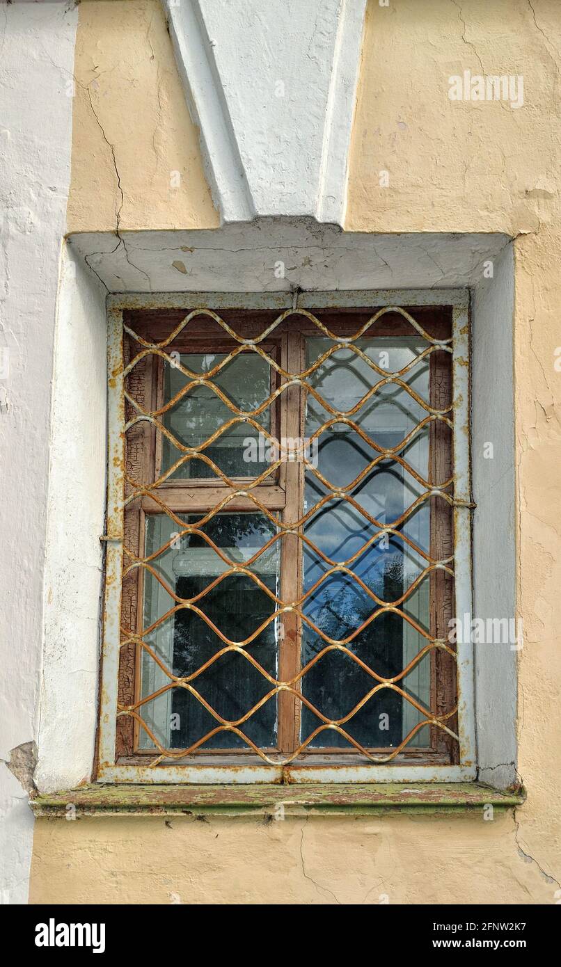 Old vintage lancet window and textured stone wall - stone background ...