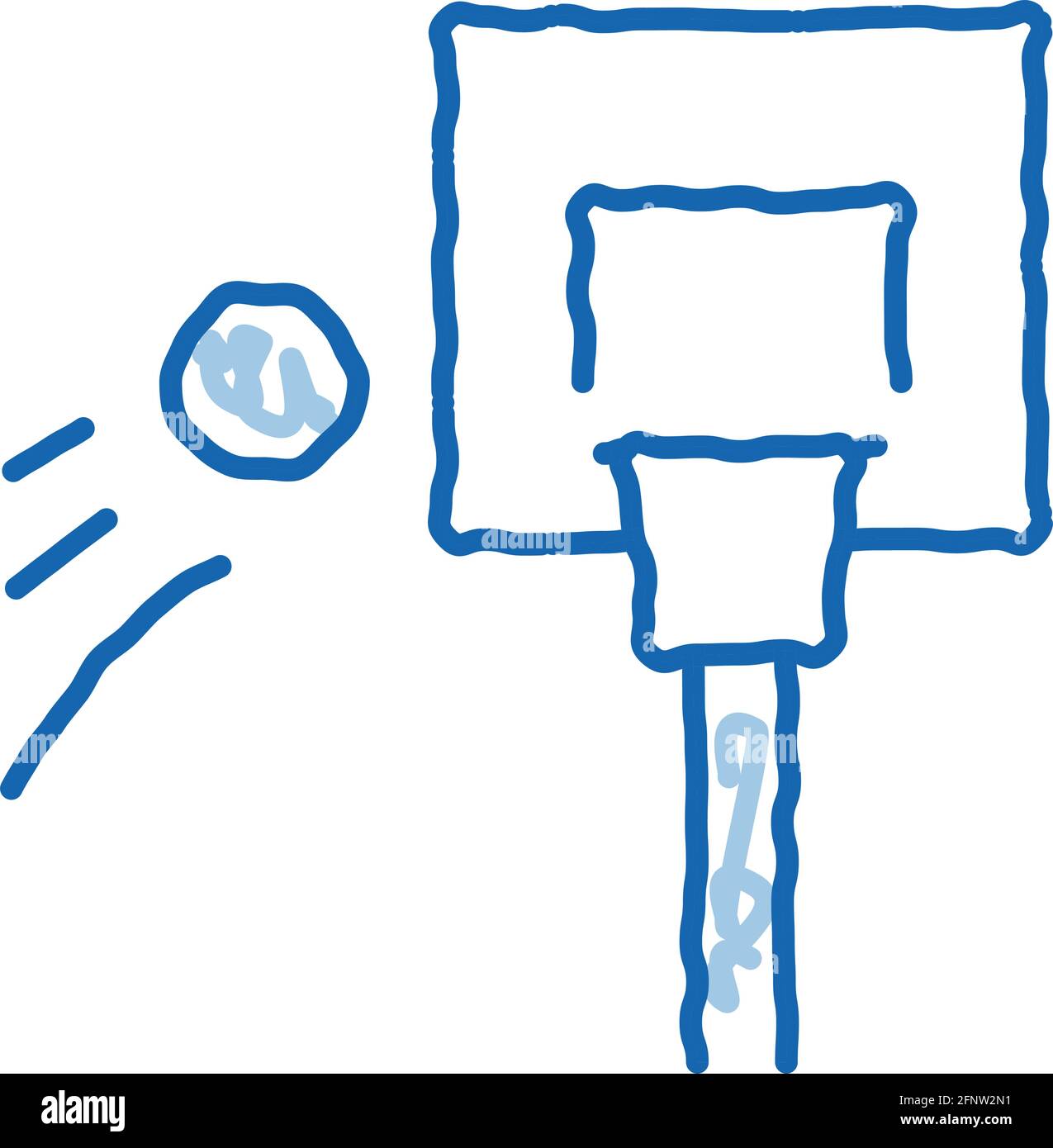 basketball hoop and flying ball doodle icon hand drawn illustration ...