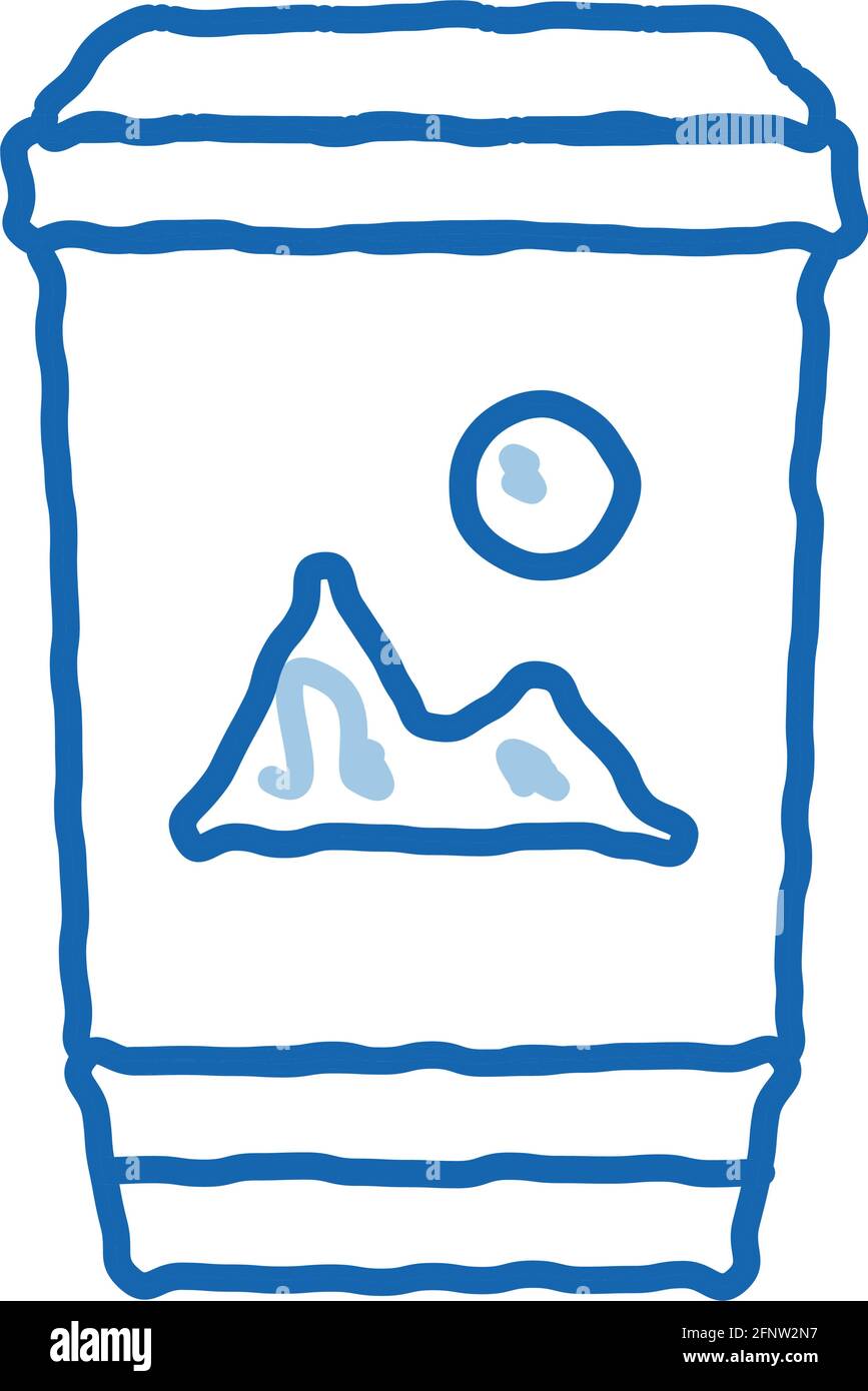 printed paper cup label doodle icon hand drawn illustration Stock ...