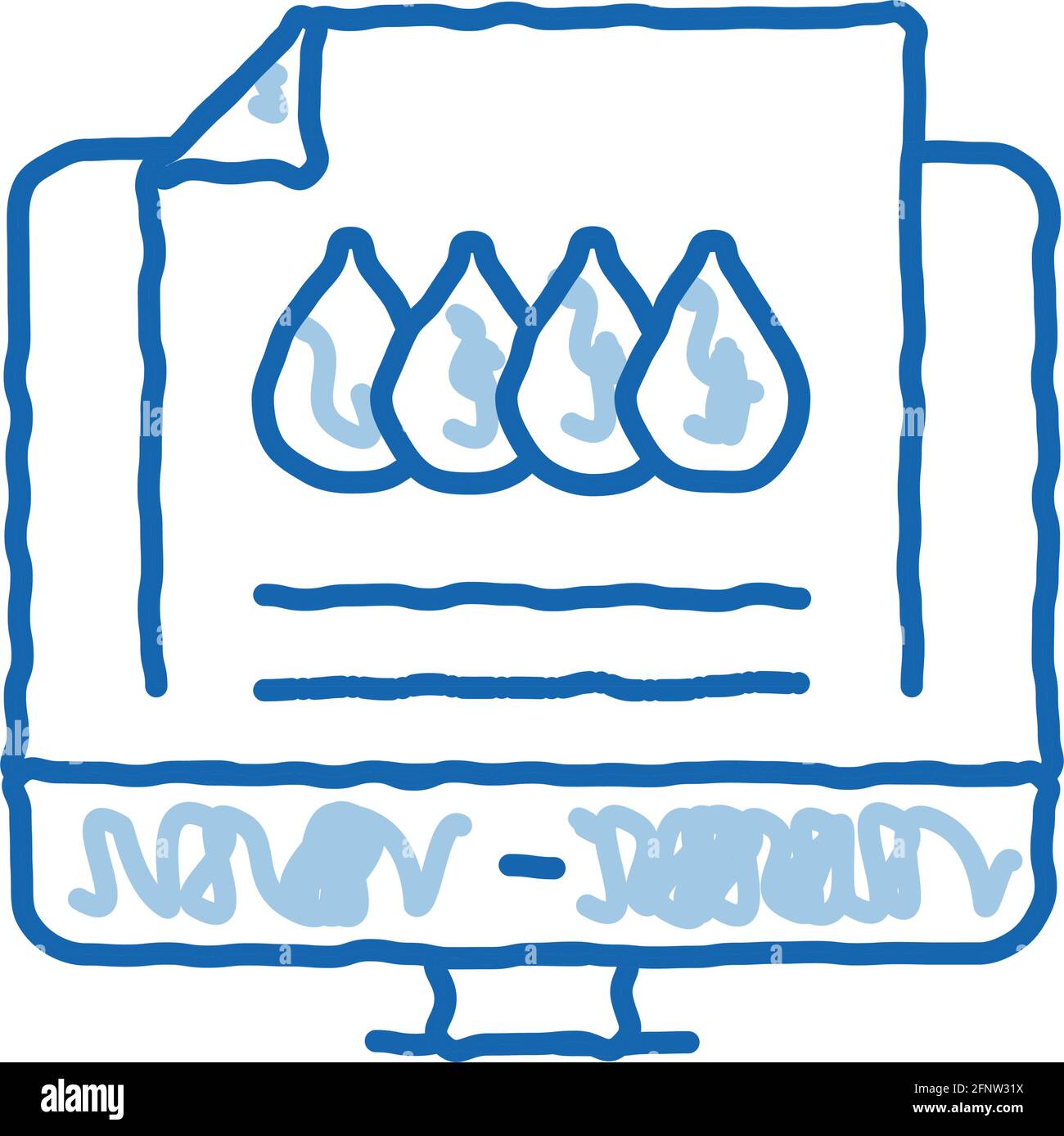 printed sheet in computer doodle icon hand drawn illustration Stock ...